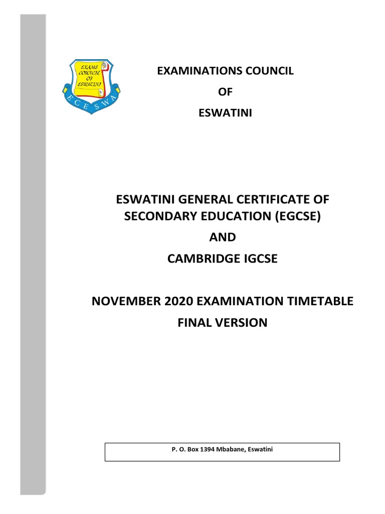 EGCSE 2020 Timetable Final | PDF | Test (Assessment) | Learning