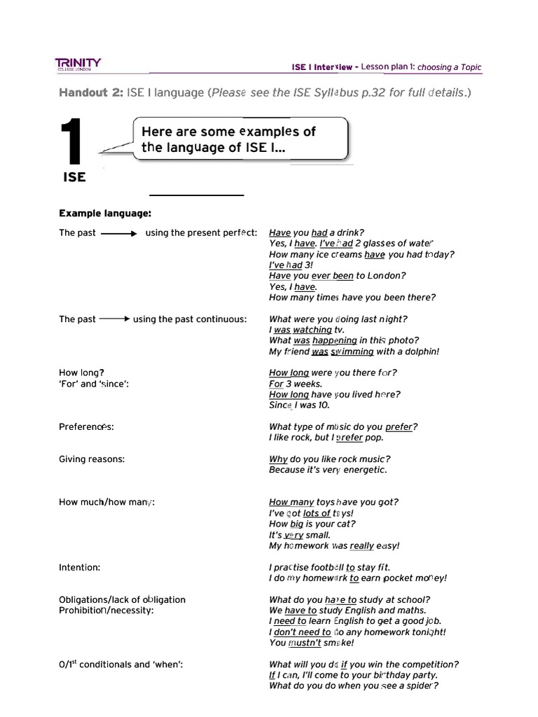 Trinity Language Examples Ise I | PDF | Languages