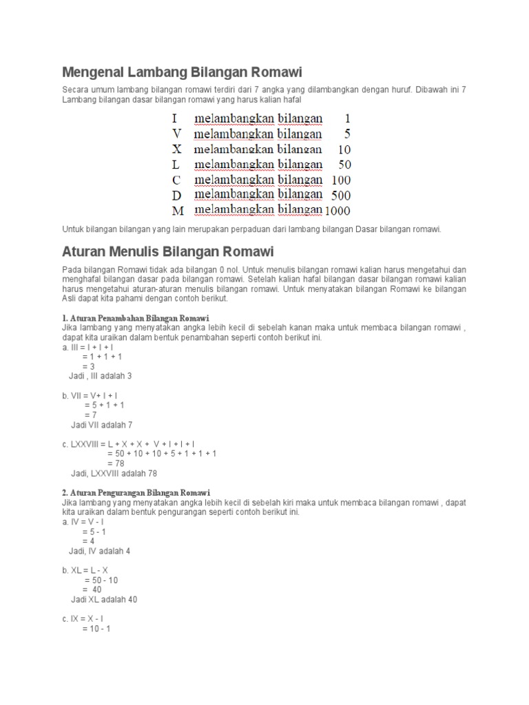 Mengenal Lambang Bilangan Romawi | PDF