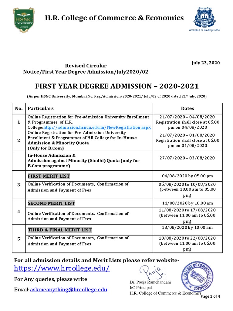 HR College Admission-Circular-2-Revised | PDF | Business
