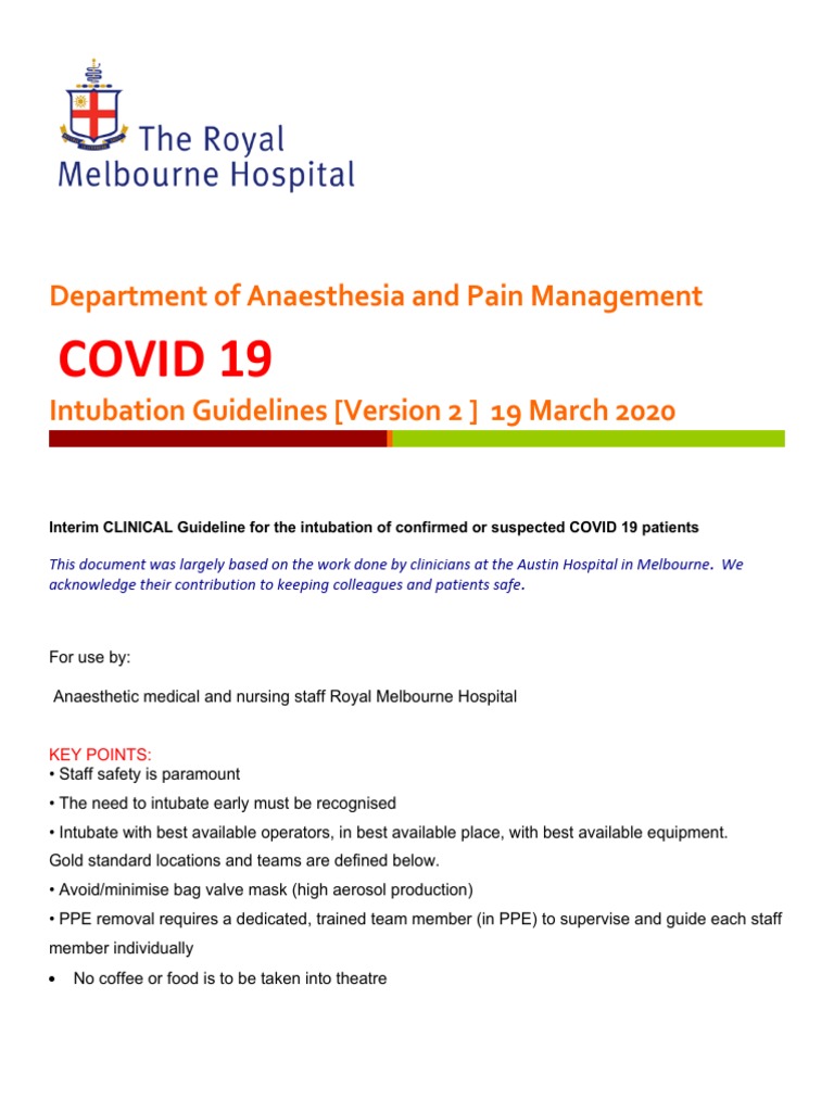 Intubation Guidelines Version 2 1 | PDF | Anesthesia | Personal ...