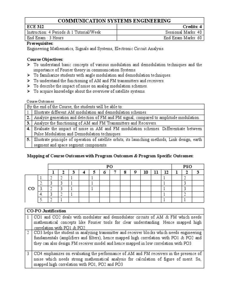 Communication Systems Engineering: Course Outcomes | PDF | Frequency ...