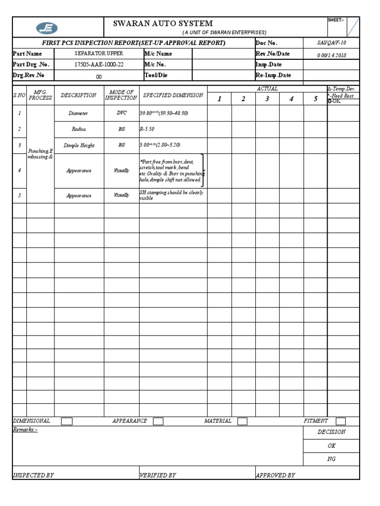 Set-Up Approval Report-XYZ | PDF