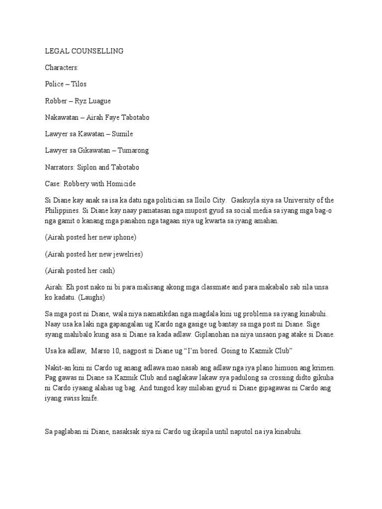 LEGAL COUNSELLING Script | PDF