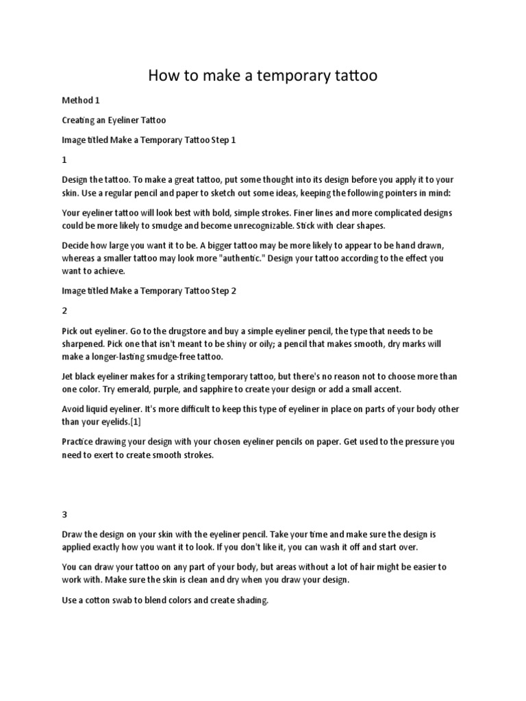 How To Make A Temporary Tattoo | PDF | Tattoo | Ink