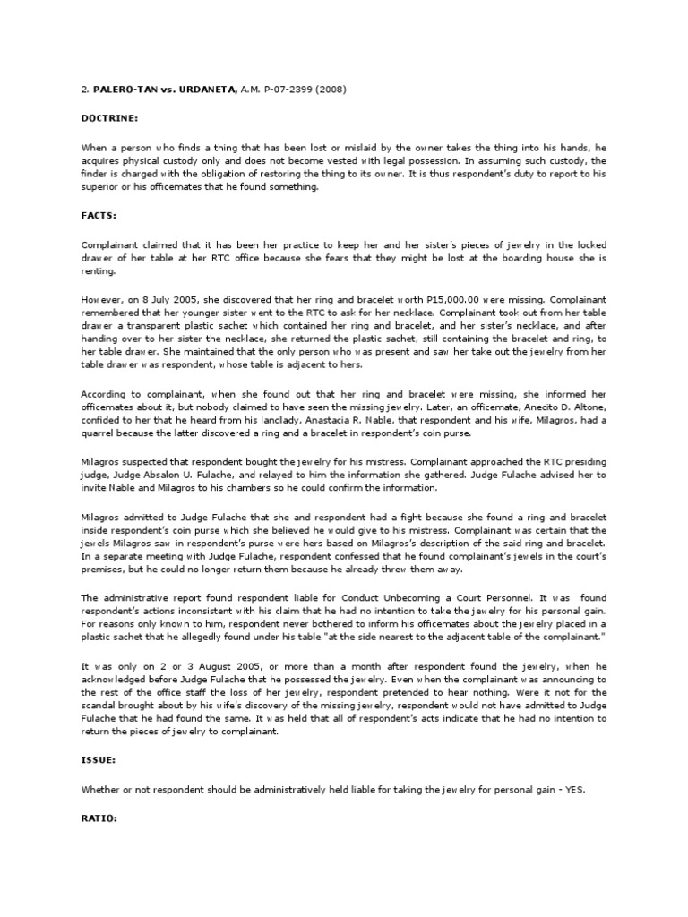 PALERO-TAN vs. URDANETA | PDF | Public Law | Public Sphere