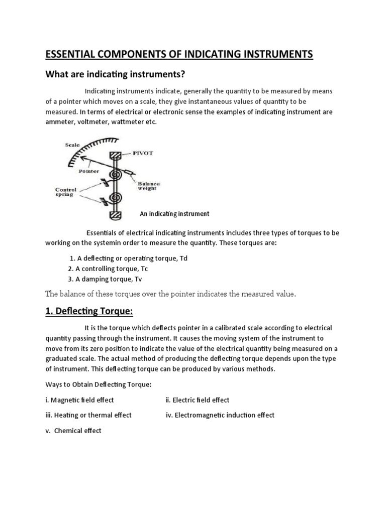 Essential Components of Indicating Instruments | PDF | Torque | Quantity