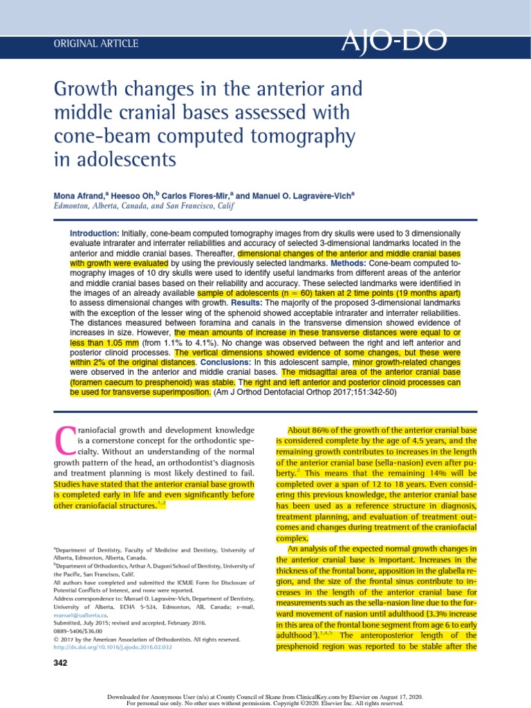 Afrand Et Al 2017 AJODO | PDF | Skull | Statistics