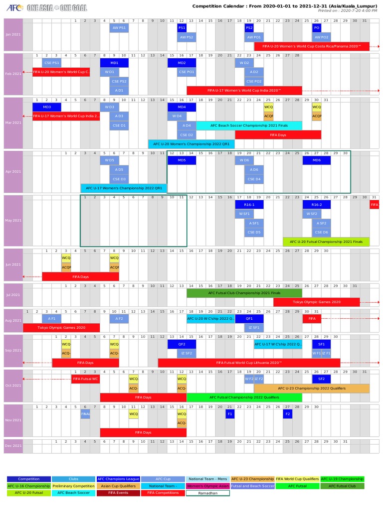 AFC Competitions Calendar 2021 | PDF | International Association ...