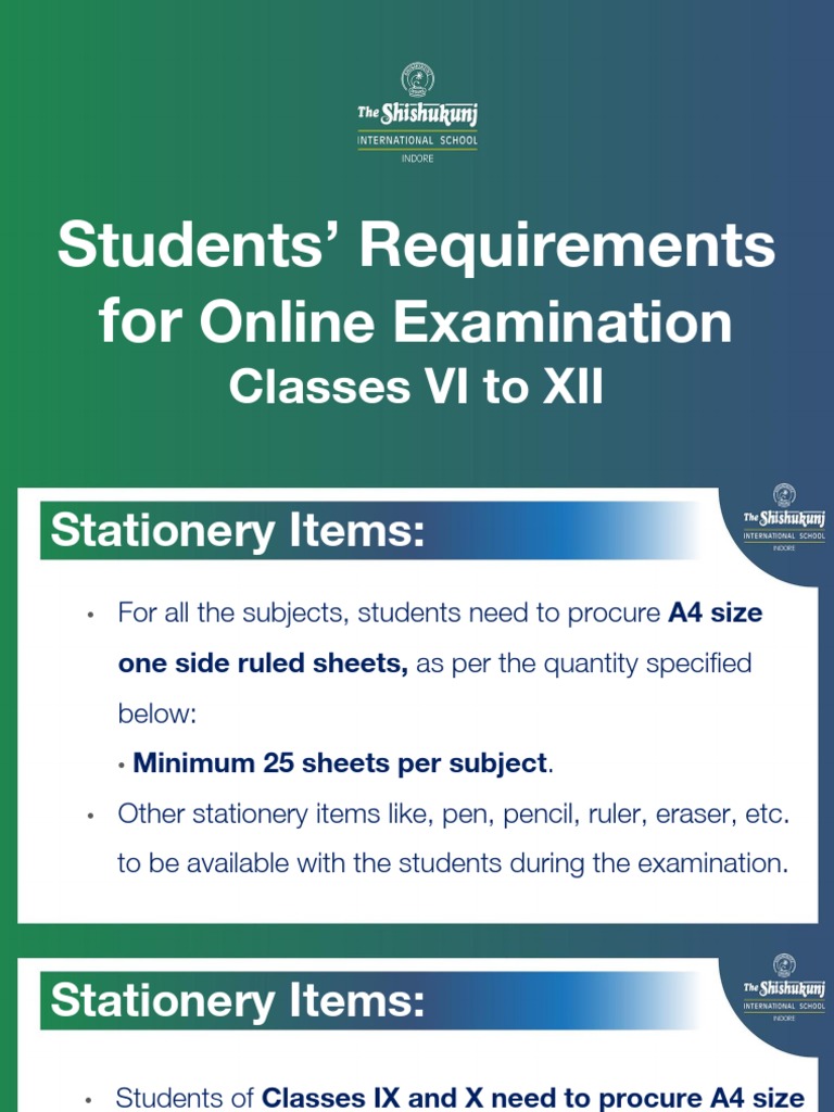 Students' Requirements For Online Examination | PDF | Laptop | Online ...