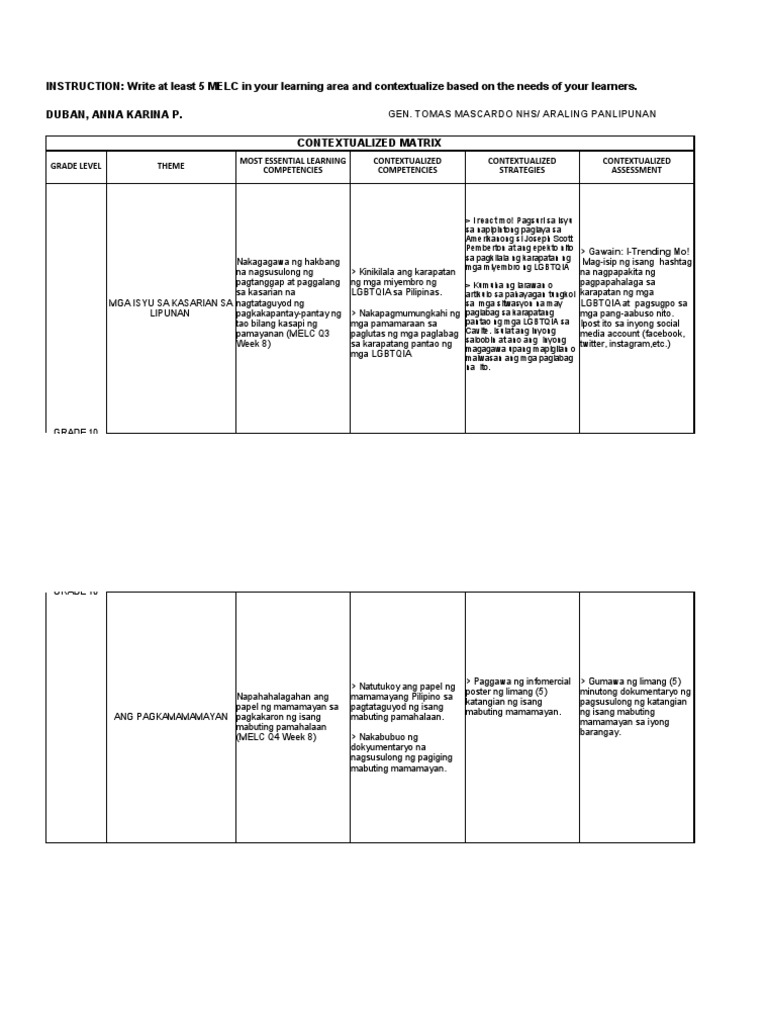 Duban, Anna Karina Contextualized Matrix | PDF