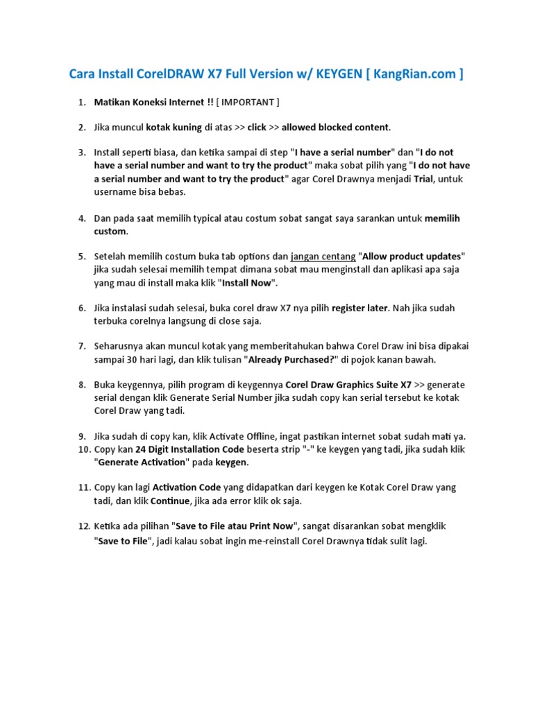 Cara Install CorelDRAW X7 Full Version W | PDF