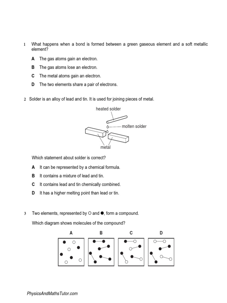 Bonding The Structure of Matter (Multiple Choice) QP PDF | PDF ...