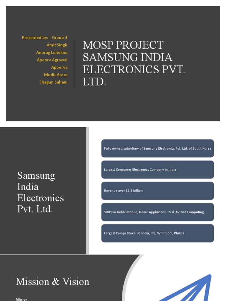 Mosp Project Samsung India Electronics Pvt. LTD | PDF | Samsung ...