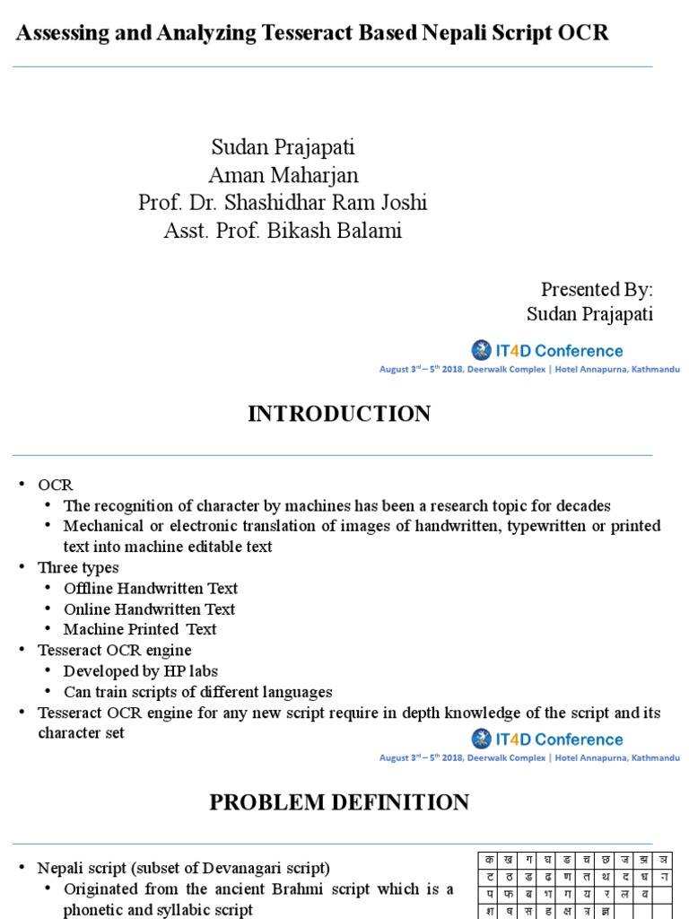 Sudan Prajapati Aman Maharjan Prof. Dr. Shashidhar Ram Joshi Asst. Prof. Bikash Balami ...