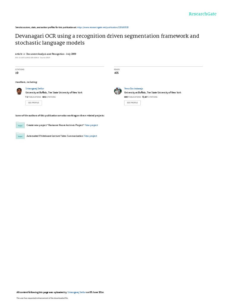 Devanagari OCR Using A Recognition Driven Segmenta | Download Free PDF | Image Segmentation ...