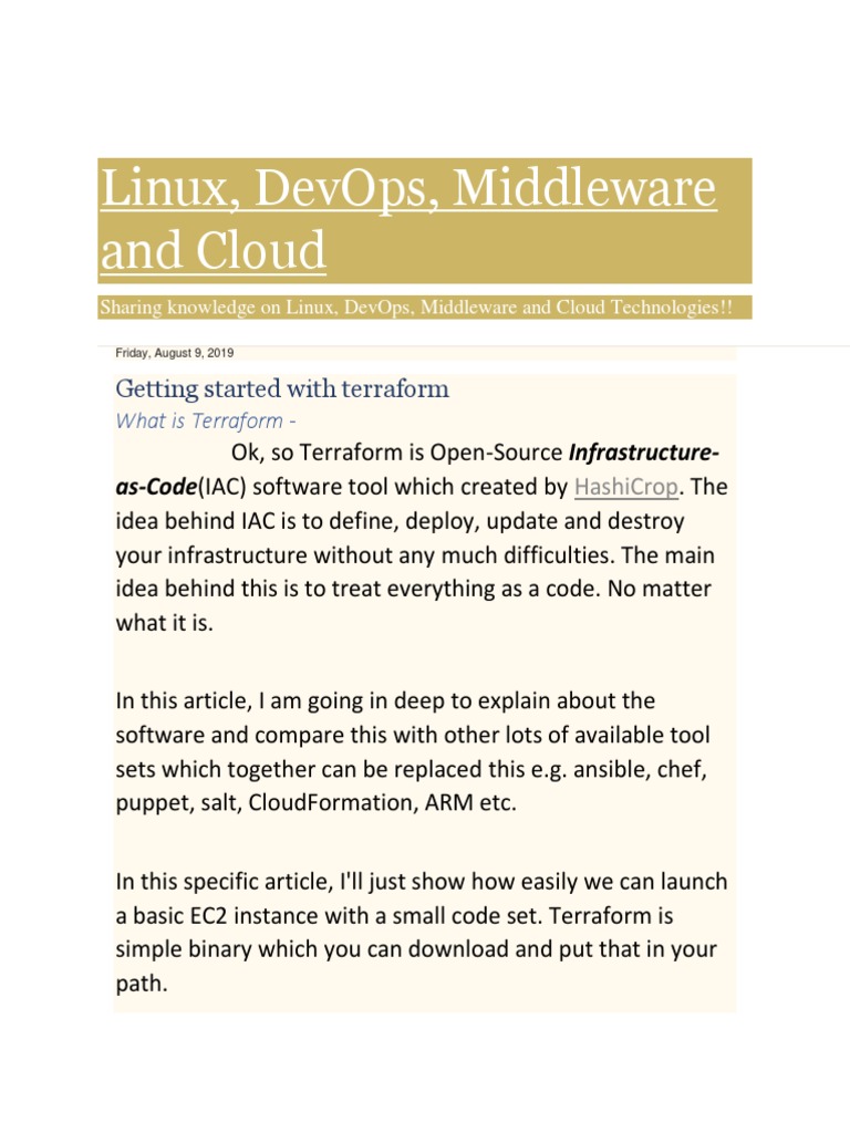 Linux, Devops, Middleware and Cloud: Getting Started With Terraform ...