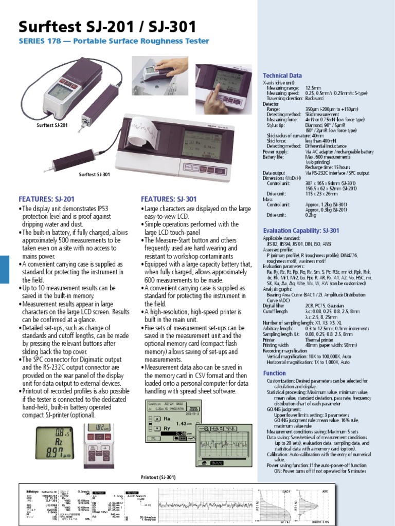SJ 201 - SJ 301 | PDF | Surface Roughness