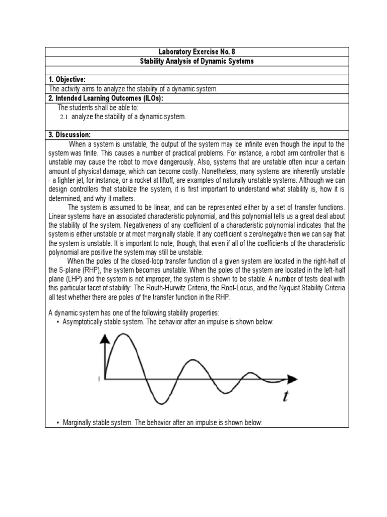 Laboratory Exercise #8 | PDF | Stability Theory | Control Theory