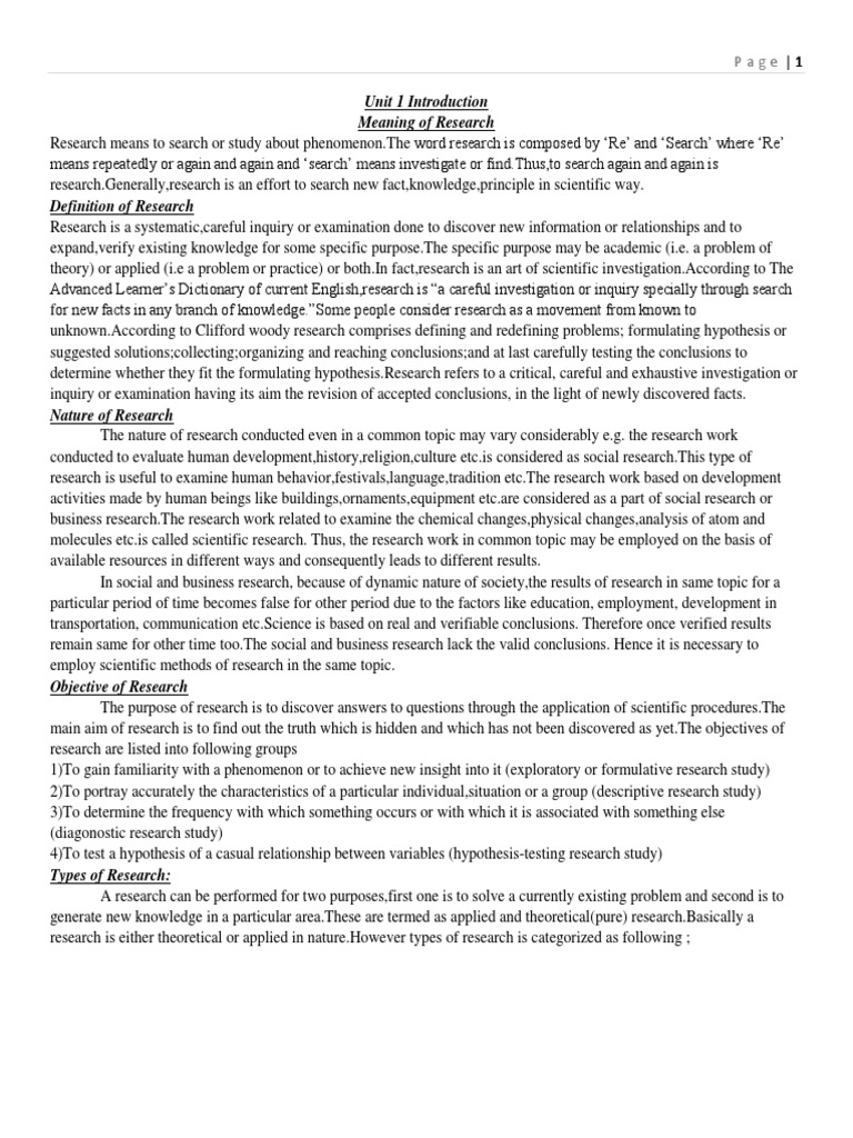 BBA Research Unit 1 To 6.pdf Version 1 PDF | PDF | Positivism | Hypothesis