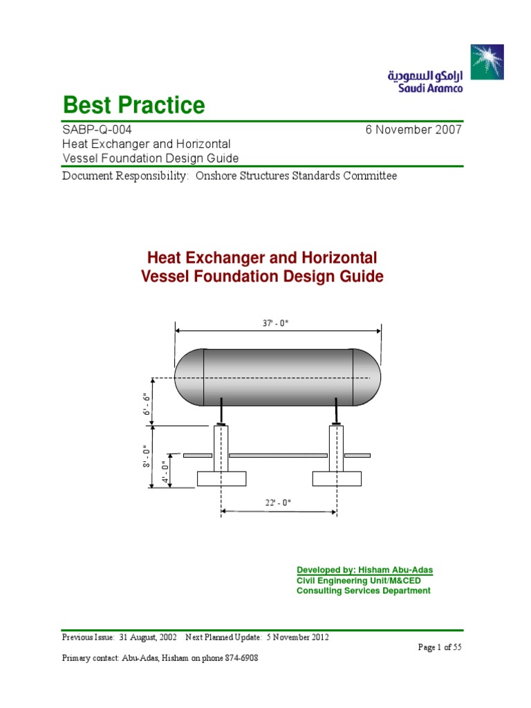Best Practice: Heat Exchanger and Horizontal Vessel Foundation Design ...