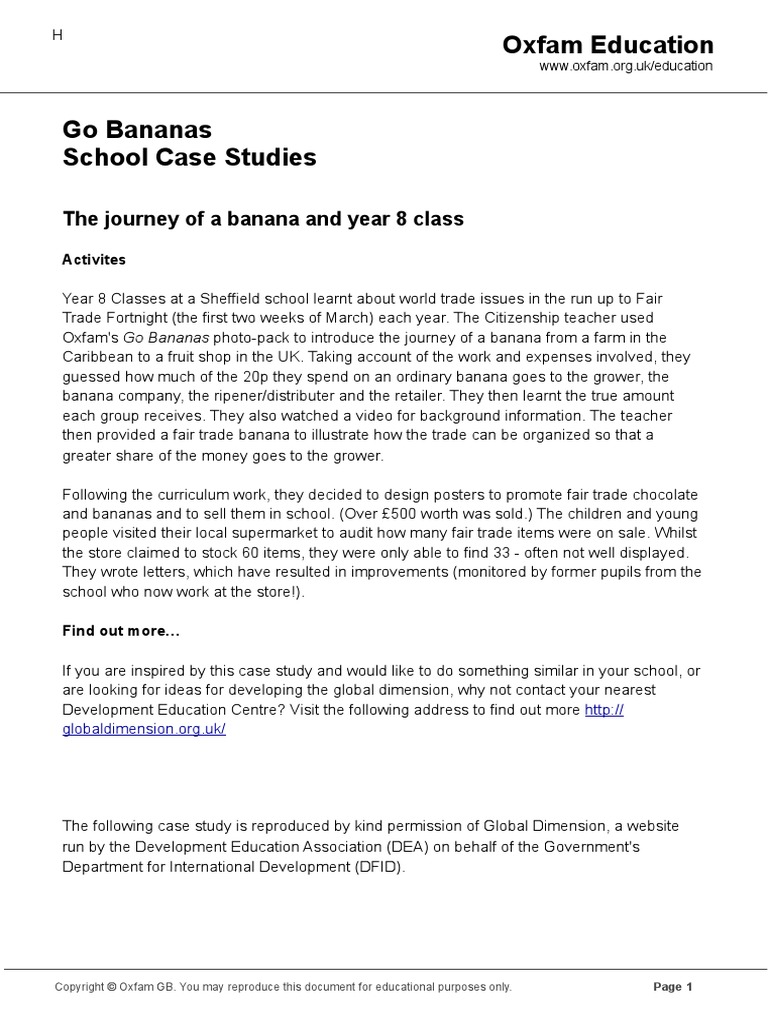 Oxfam Education: The Journey of A Banana and Year 8 Class | PDF