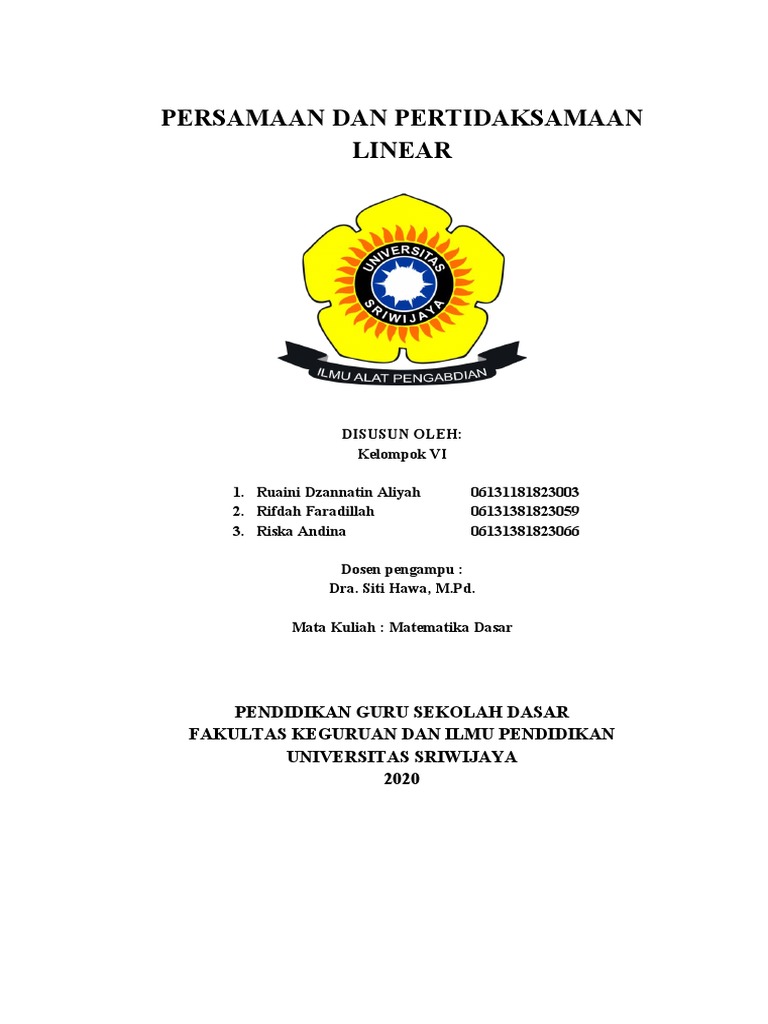 Makalah Persamaan Dan Pertidaksamaan Linear | PDF | Metode & Bahan Ajar