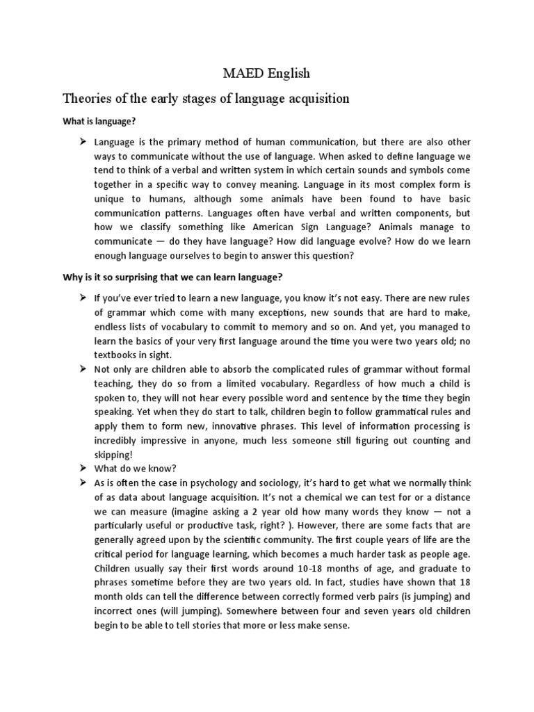 MAED English Language Aquisition | PDF | Language Acquisition ...