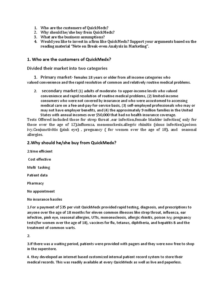 Who Are The Customers of Quickmedx?: Divided Their Market Into Two ...