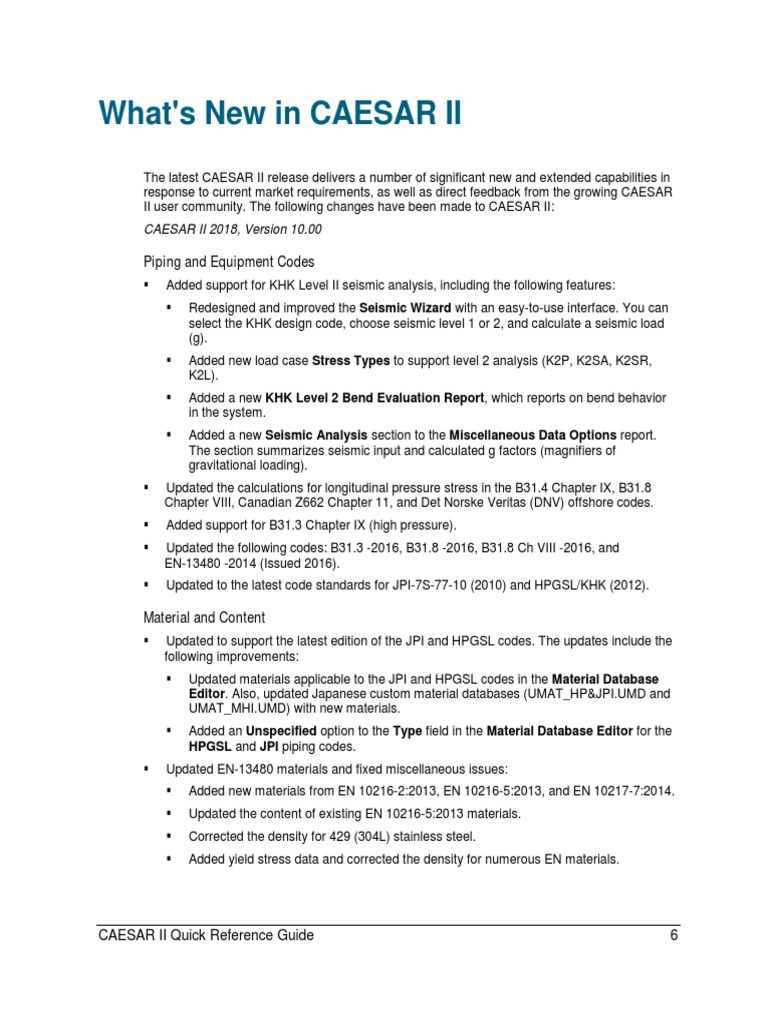 What's New in CAESAR II: Piping and Equipment Codes | PDF | Application ...