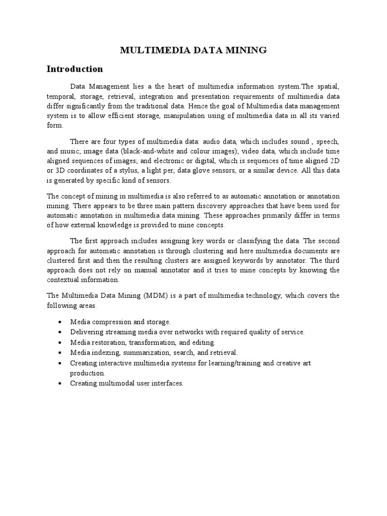 Multimedia Data Mining | Download Free PDF | Data Mining | Multimedia