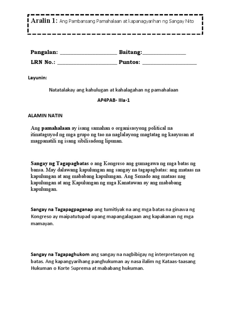 Activity Sheet Aral-Pan 3RD Quarter | PDF