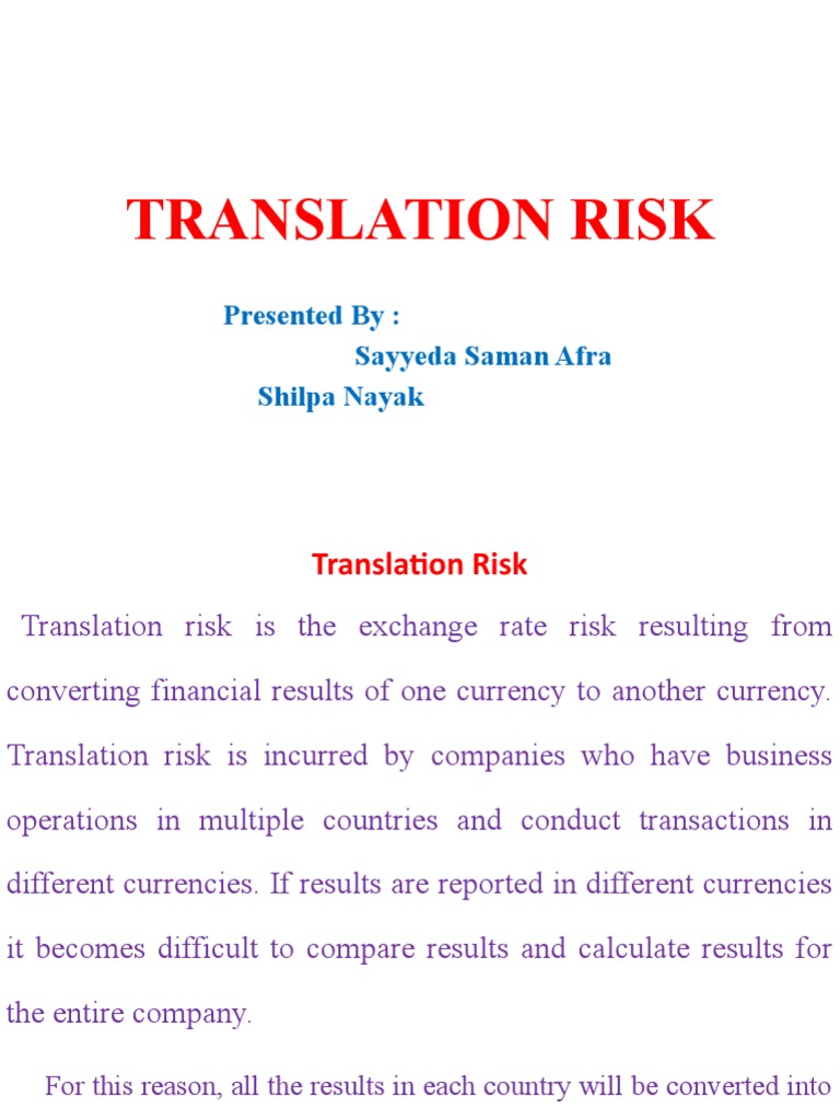 0 - TRANSLATION RISK - PPT New by Snayak | PDF | Hedge (Finance ...