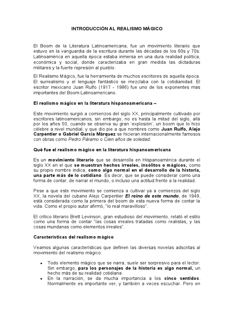 Introducción al Realismo Mágico | PDF | Literatura latinoamericana ...