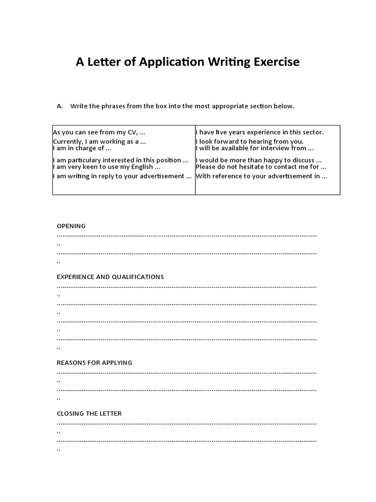 A Letter of Application Writing Exercise | PDF | Government