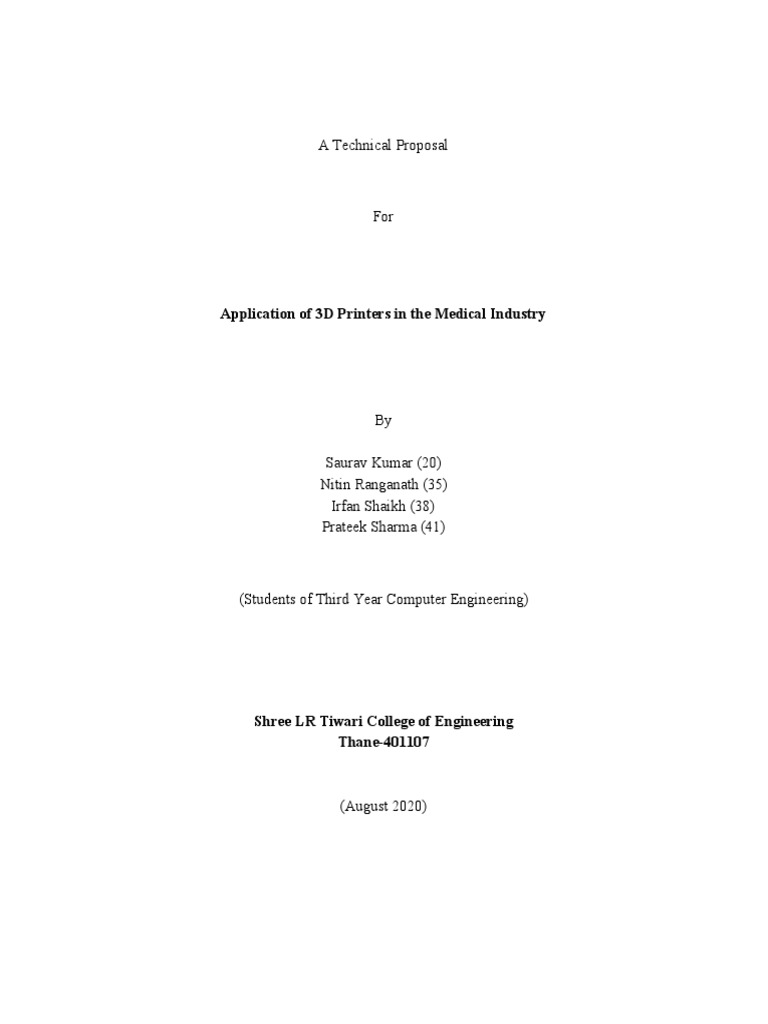 A Technical Proposal: Application of 3D Printers in The Medical ...