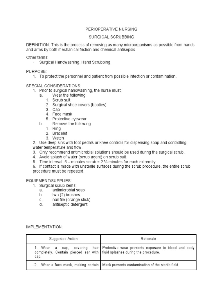 Surgical Scrubbing Checklist - EVANGELISTA | PDF | Surgery | Hand Washing