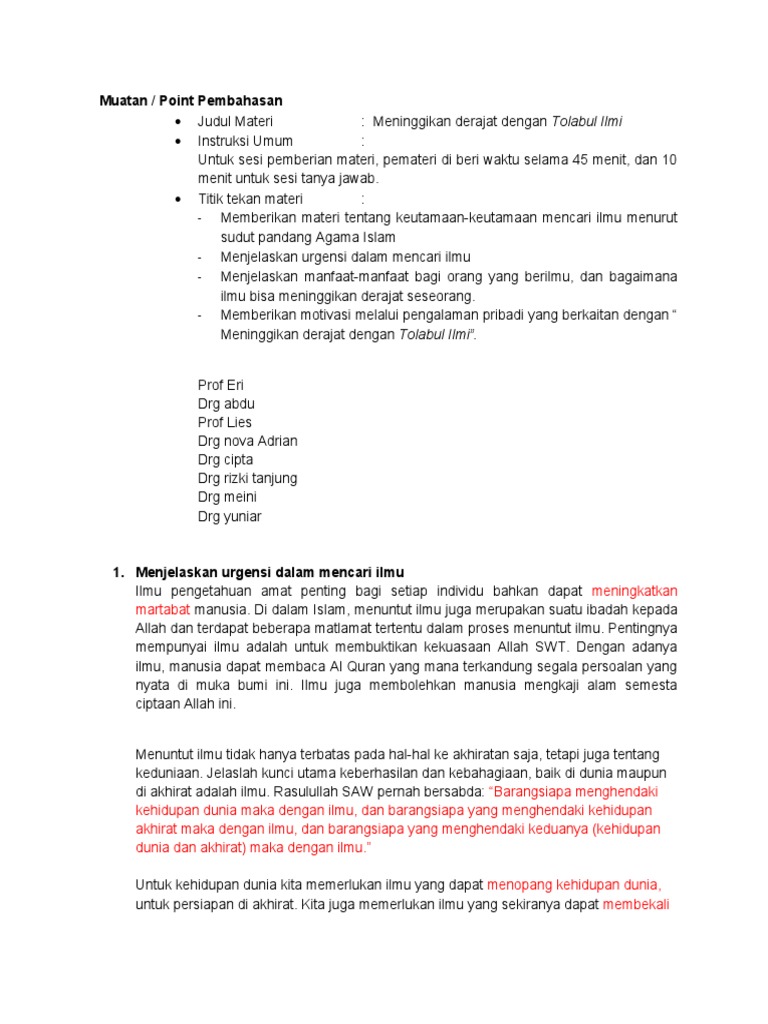 Keutamaan Tholabul Ilmi dalam Islam | PDF