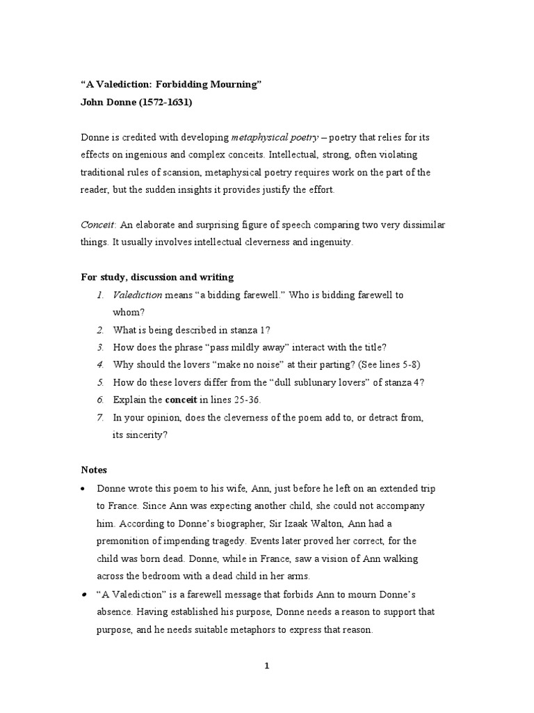 Analyzing Donne's "A Valediction" | PDF | Art | Poetry