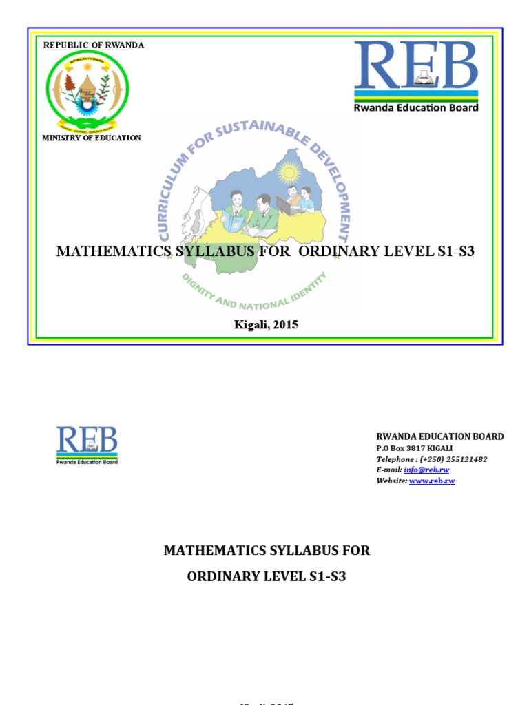Mathematics Syllabus For Ordinary Level S1-S3: Kigali, 2015 | PDF ...