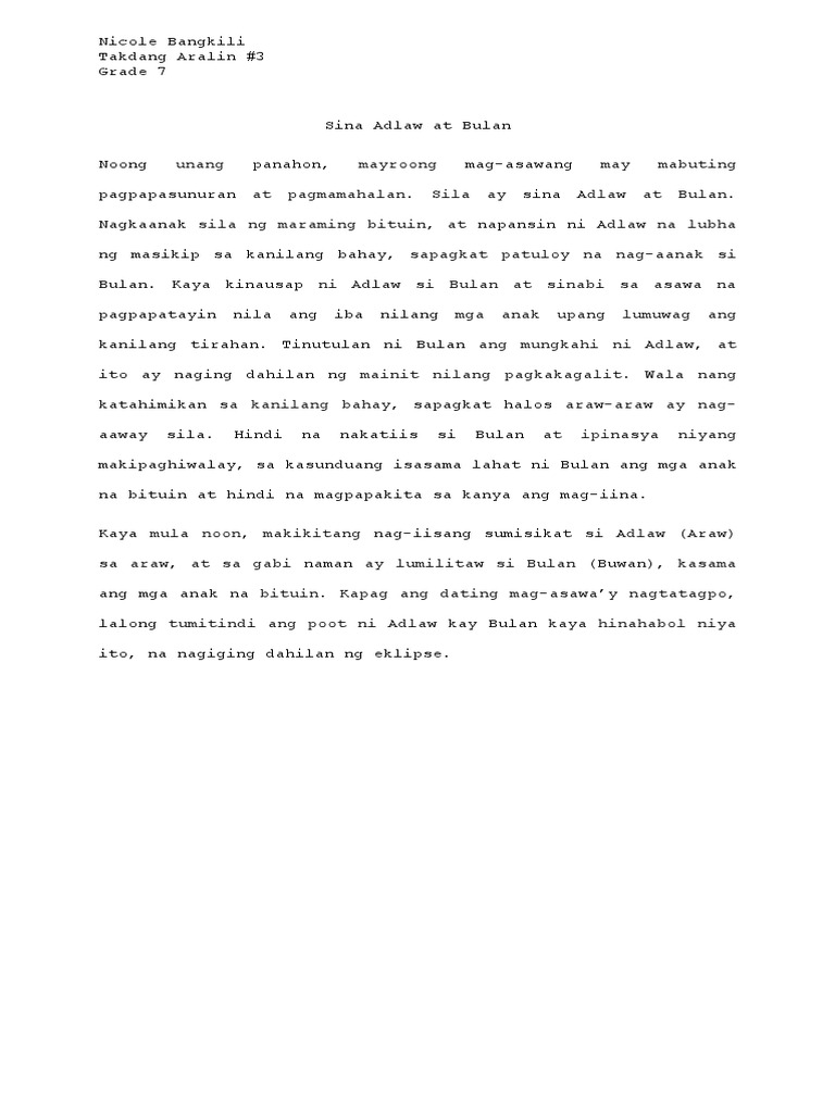 Sina Adlaw at Bulan | PDF