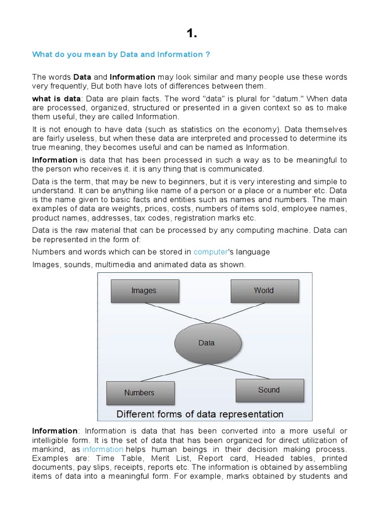 What Do You Mean by Data and Information ?: Computer | PDF | Random ...