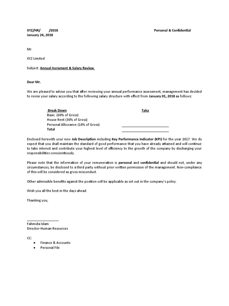 2.a Annual Increment Letter | PDF