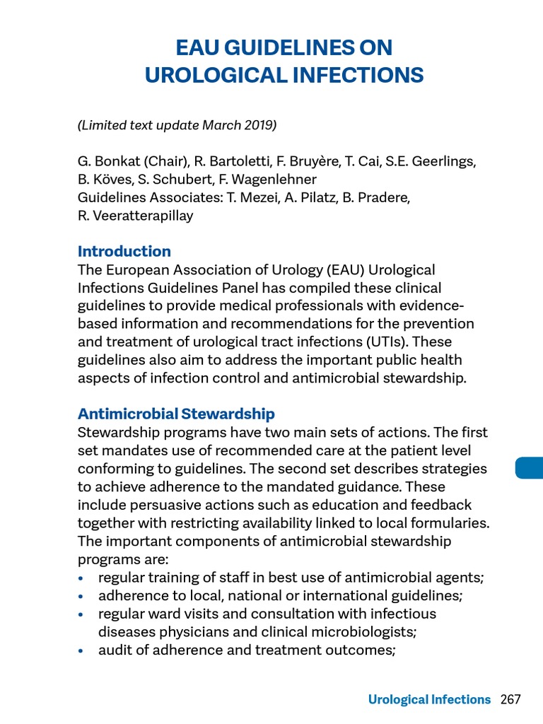 EAU Pocket Guidelines Urological Infections 2019 | PDF | Urinary Tract ...