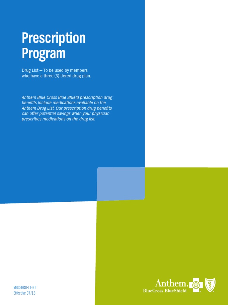 Prescription Program: Drug List - To Be Used by Members Who Have A ...