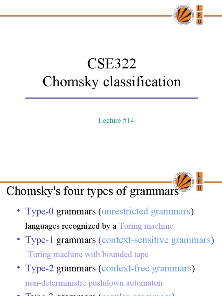 Chomsky Classification of Languages | PDF