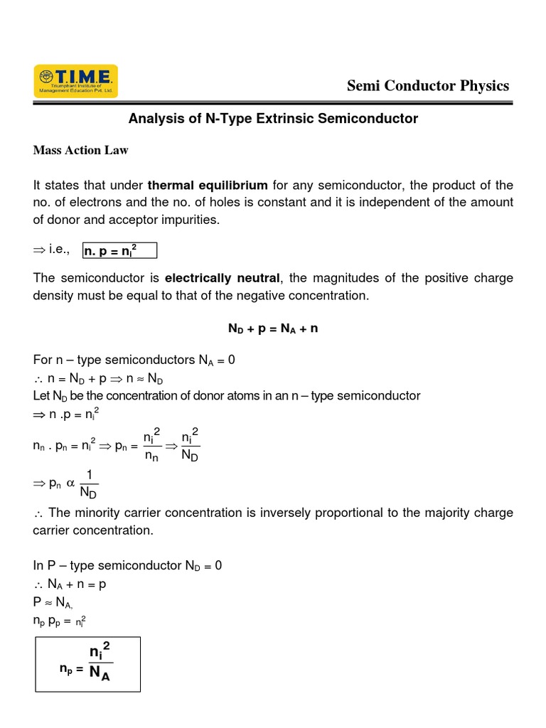 Analysis of N-Type Extrinsic Semiconductor: Semi Conductor Physics | PDF