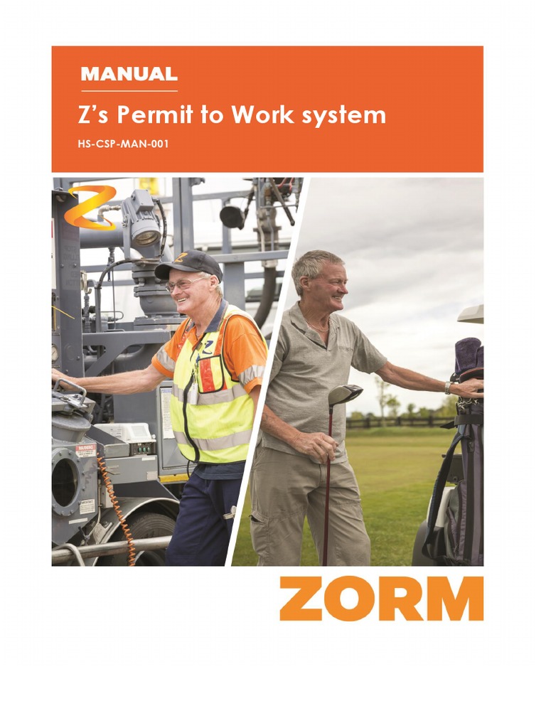 Zs Permit To Work System Manual | PDF | Risk | Prevention