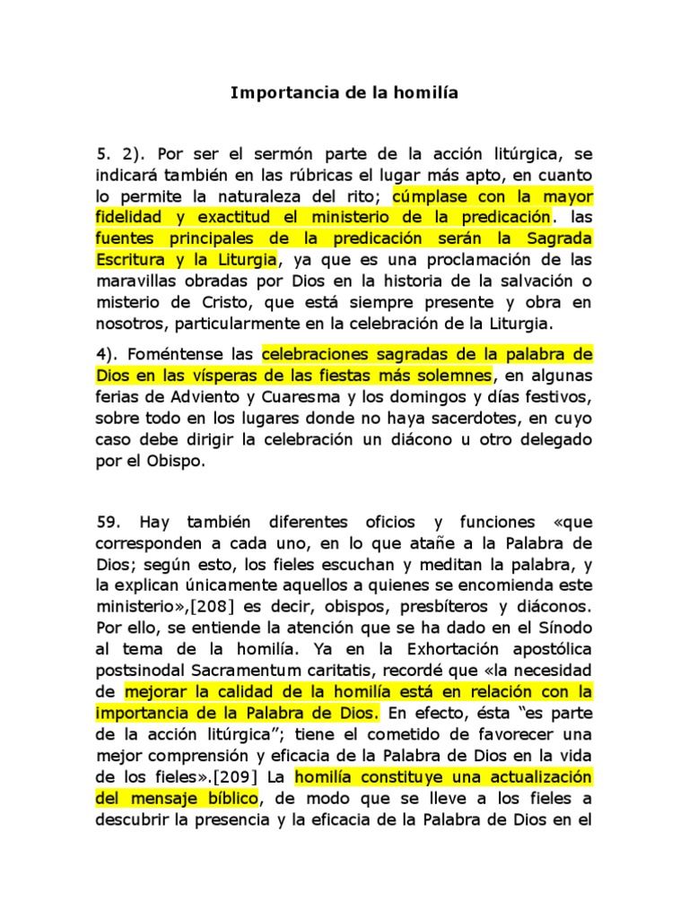Importancia de La Homilía | PDF | Sermón | Misa (liturgia)