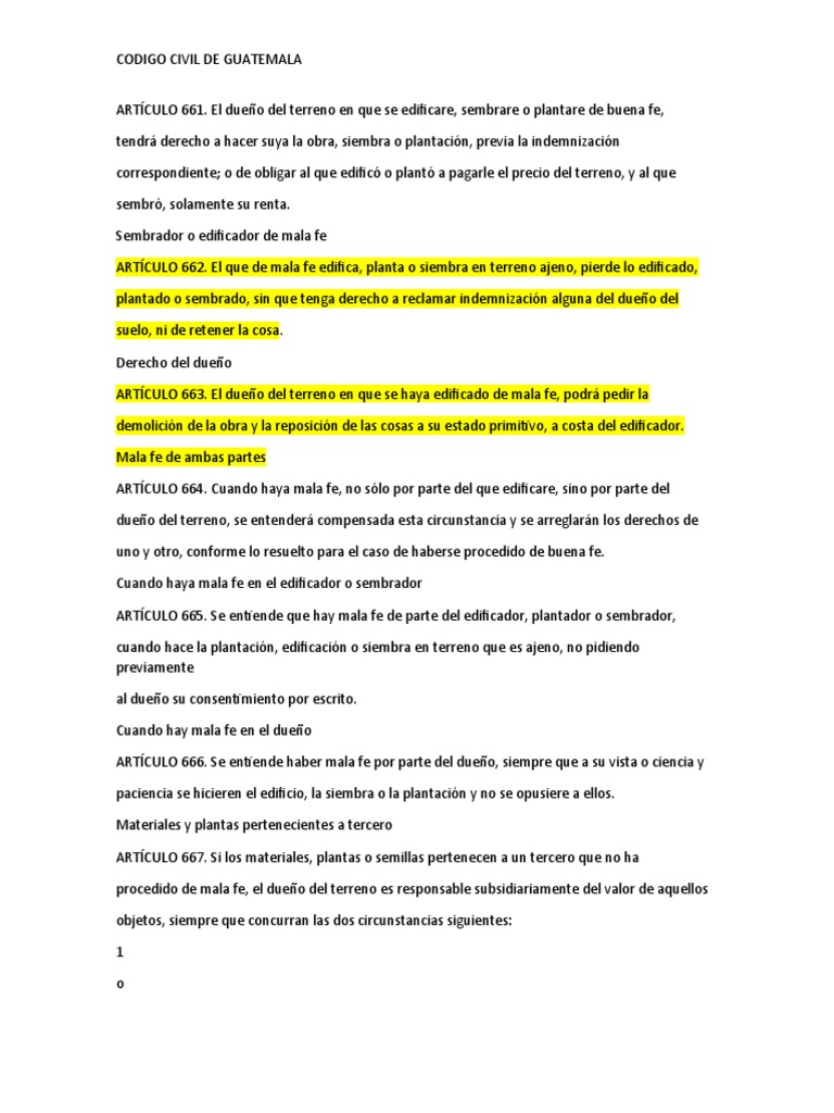 Artículo 661 Codigo Civil de Guatemala | PDF